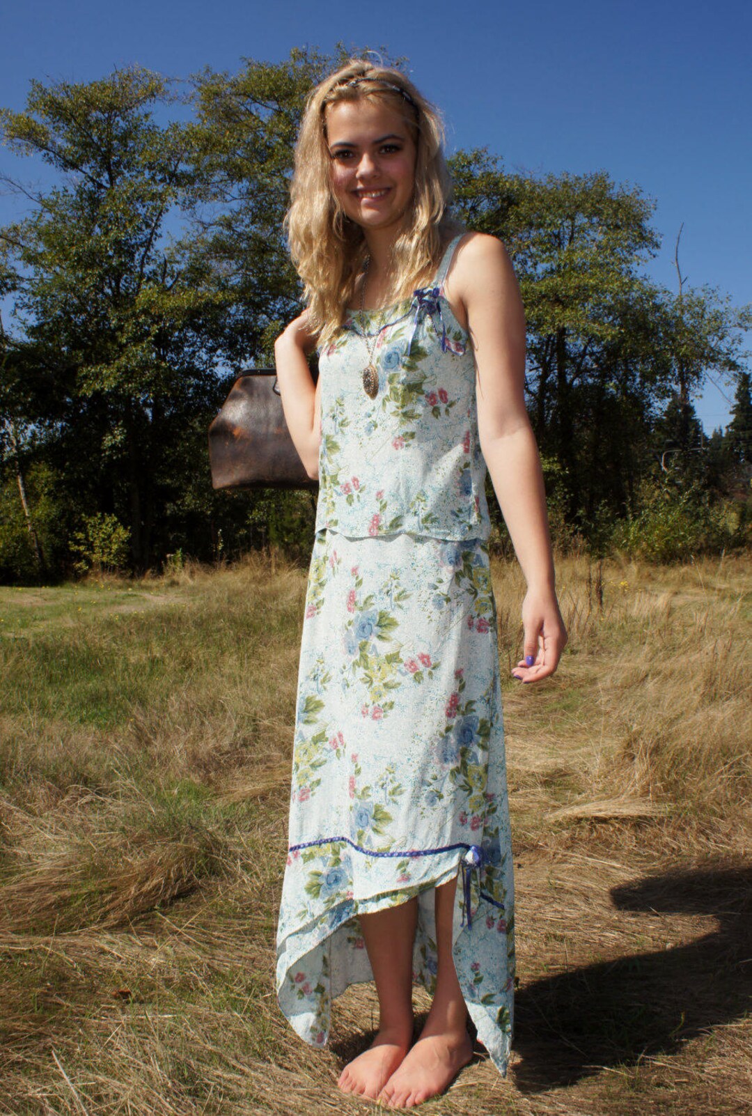 Y2K Summer 2 Piece Floral Tea Dress Asymmetrical Hem - Etsy