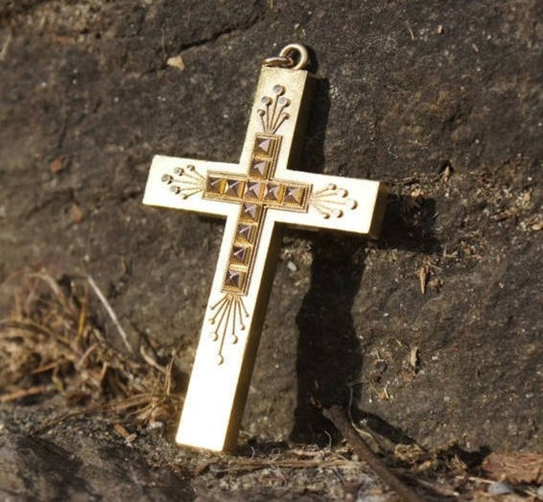 Victorian Etruscan 14K Gold Crucifix Cross Pendant Mourning Jewelry - Etsy