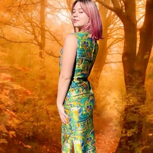 60's Serbin Muriel Ryan Satin Maxi Dress - Etsy