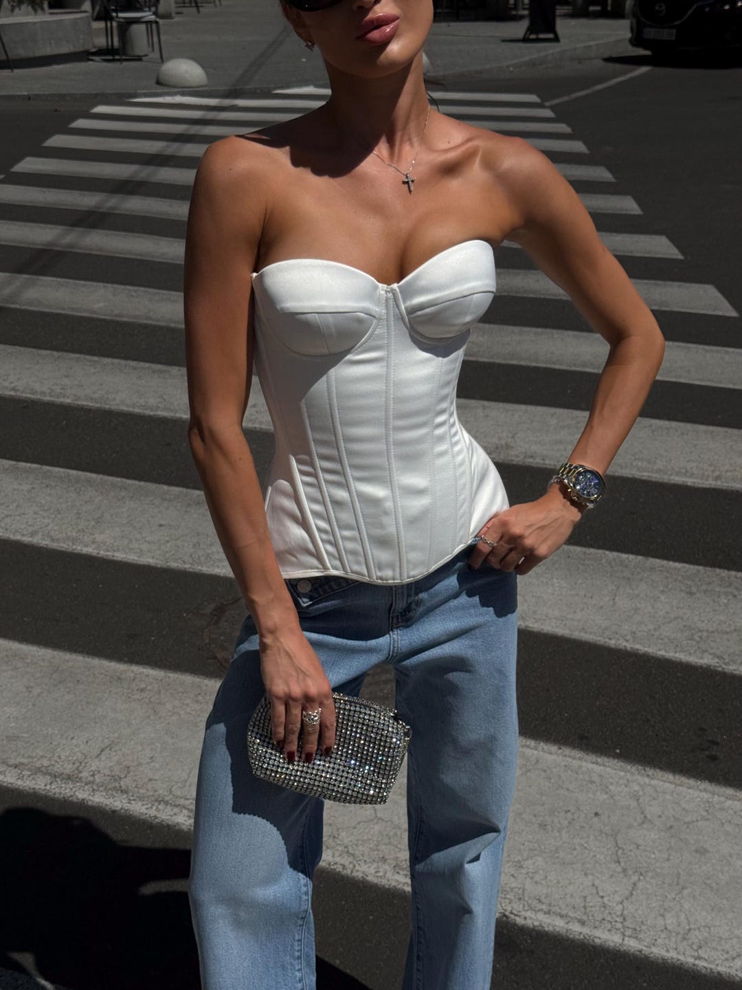 Satin Padded Cup Corset for Women, Overbust Waist Cincher, Bridal ...