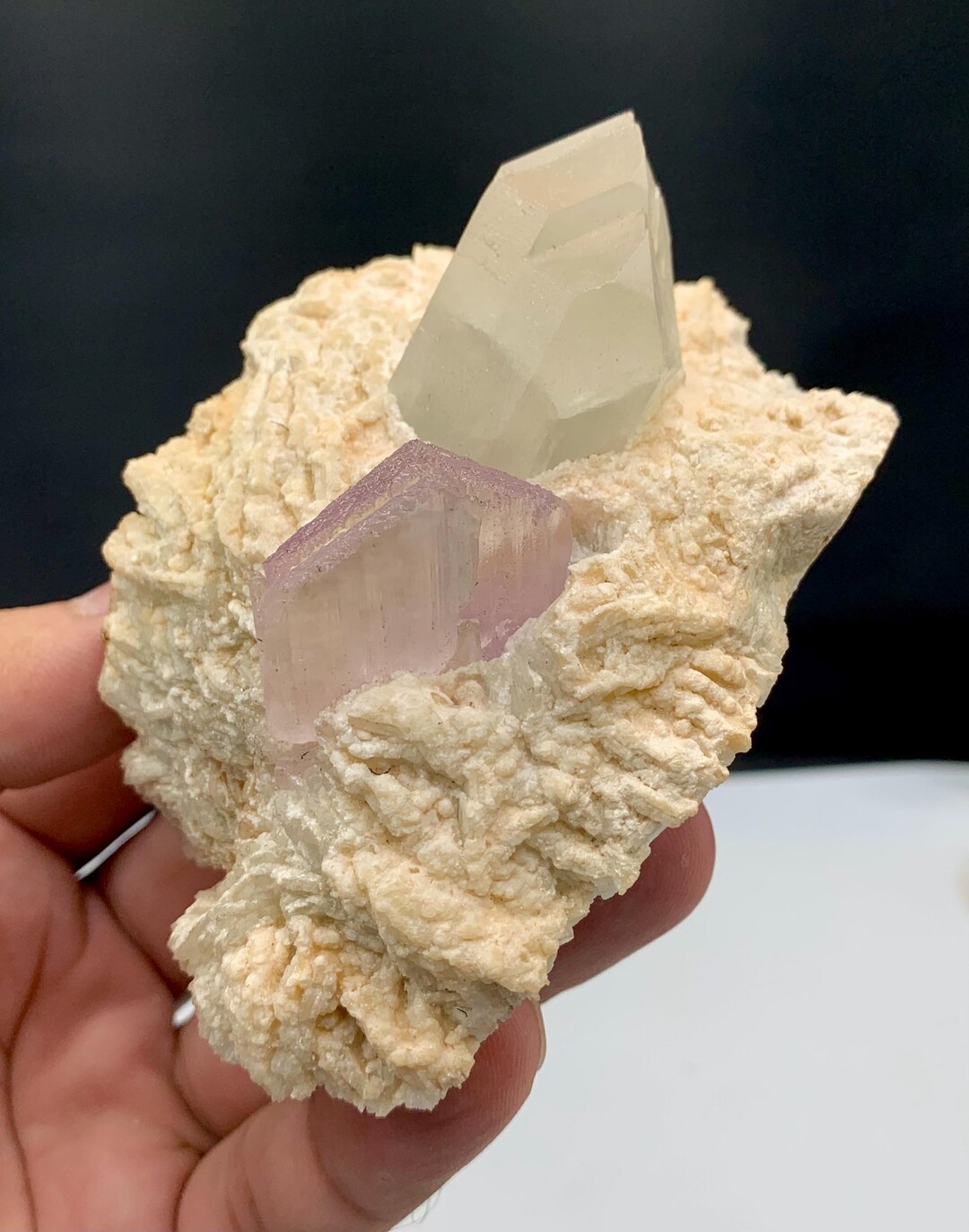 Pink Kunzite Crystal With Quartz on Albite Matrix, Afghanistan - Etsy