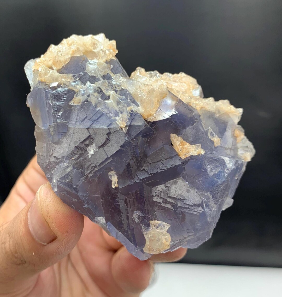 241 Grams Fluorite!! A Specimen of Blue Fluorite Cubs on Top Calcite ...