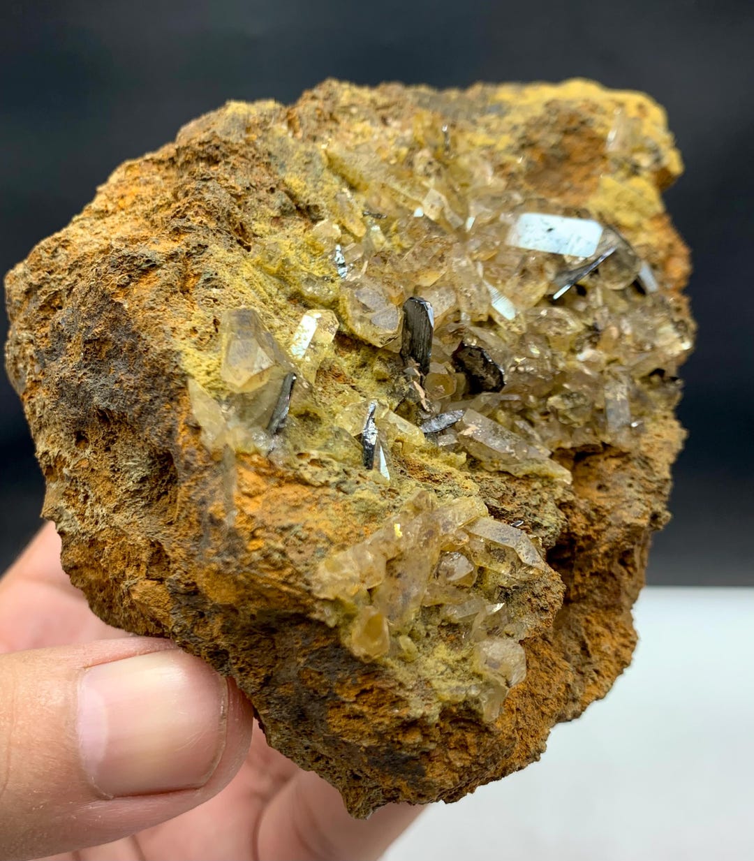 Black Brookite Crystals With Quartz on Matrix, Pakistan Mineral ...