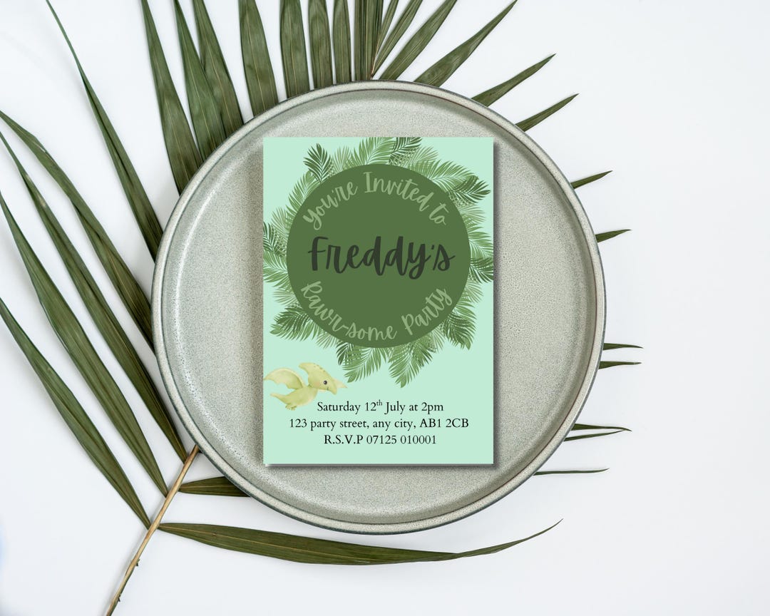 Rawr-some Party Digital Invitation | Editable Dinosaur Birthday Invite ...