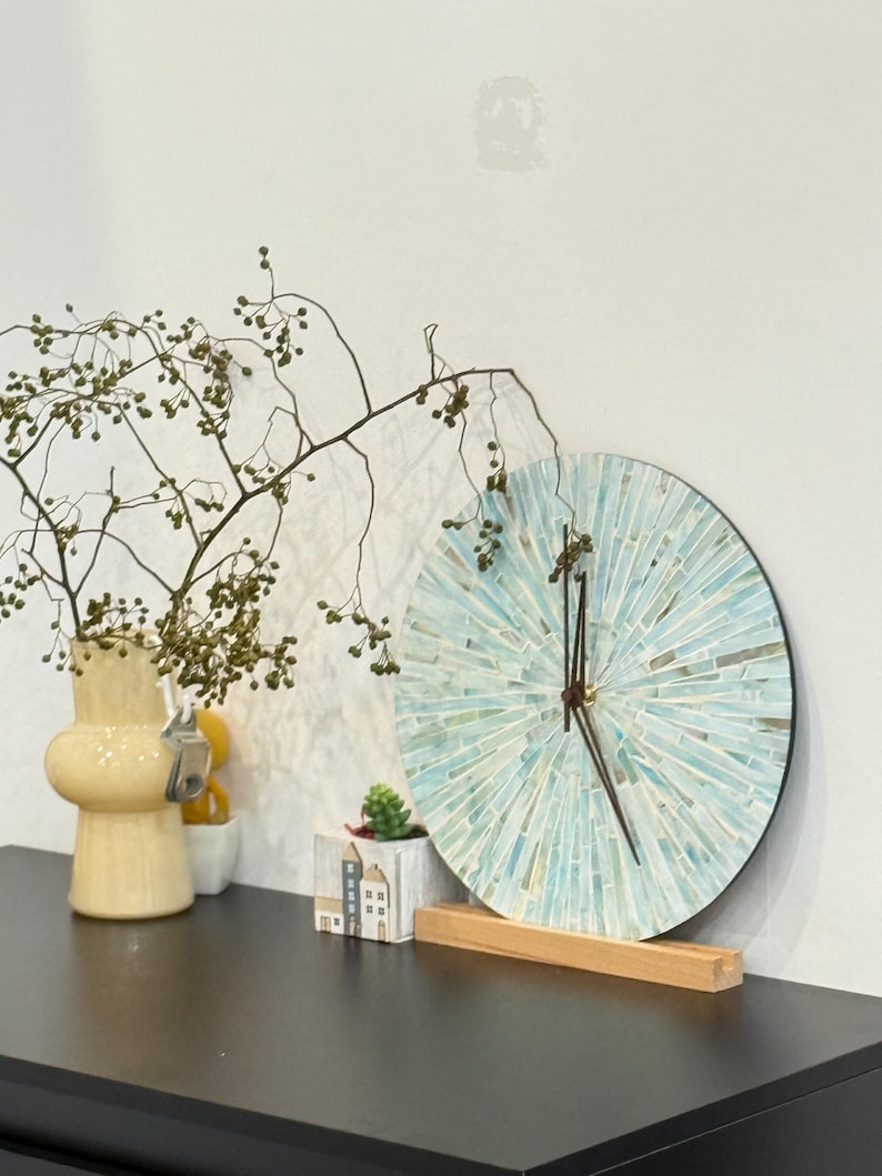 Mother of Pearl Wall Clock: Coastal Mosaic Shell Decor - Etsy