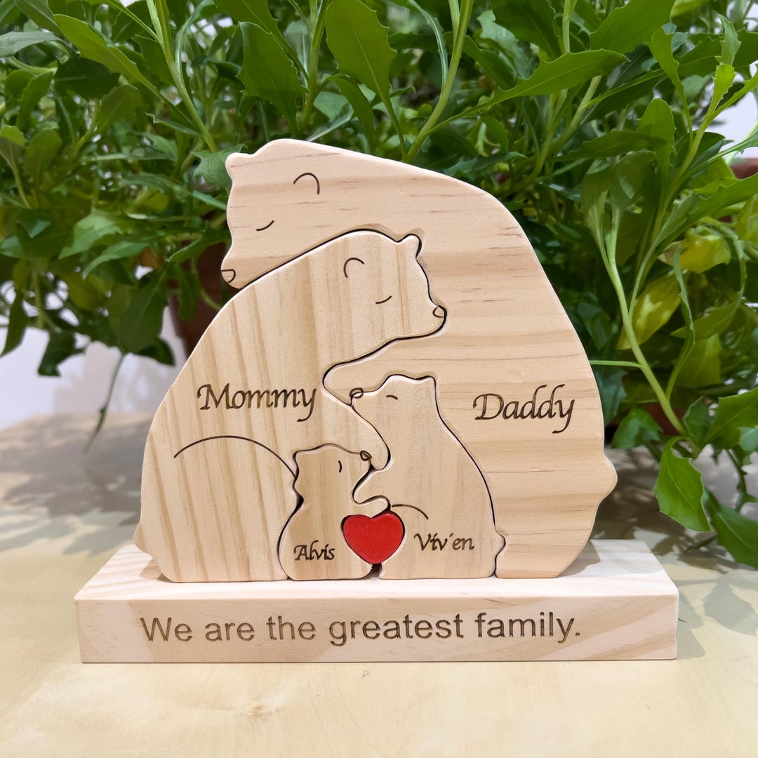 Wooden Bear Family Puzzle, Gifts for Kids, Custom Family Gifts ...