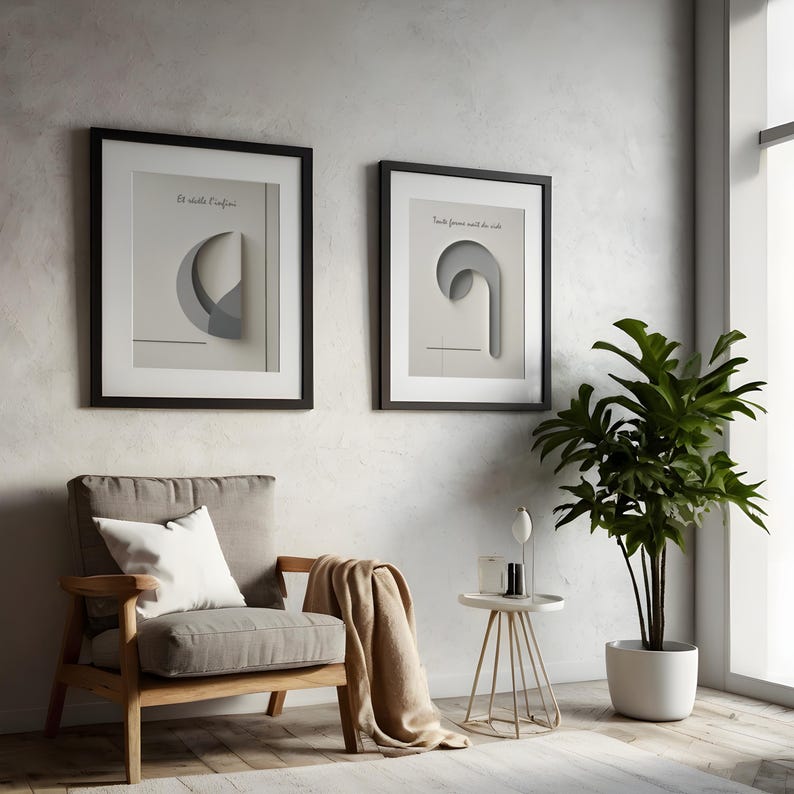 LE VIDE Et L’INFINI – Diptyque Japandi Méditatif | Affiches Abstraites ...