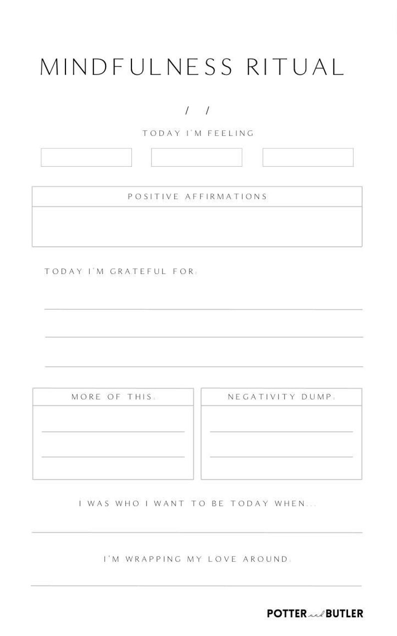 Mindfulness Ritual Journal Pages for the Potter + Butler Journal ...