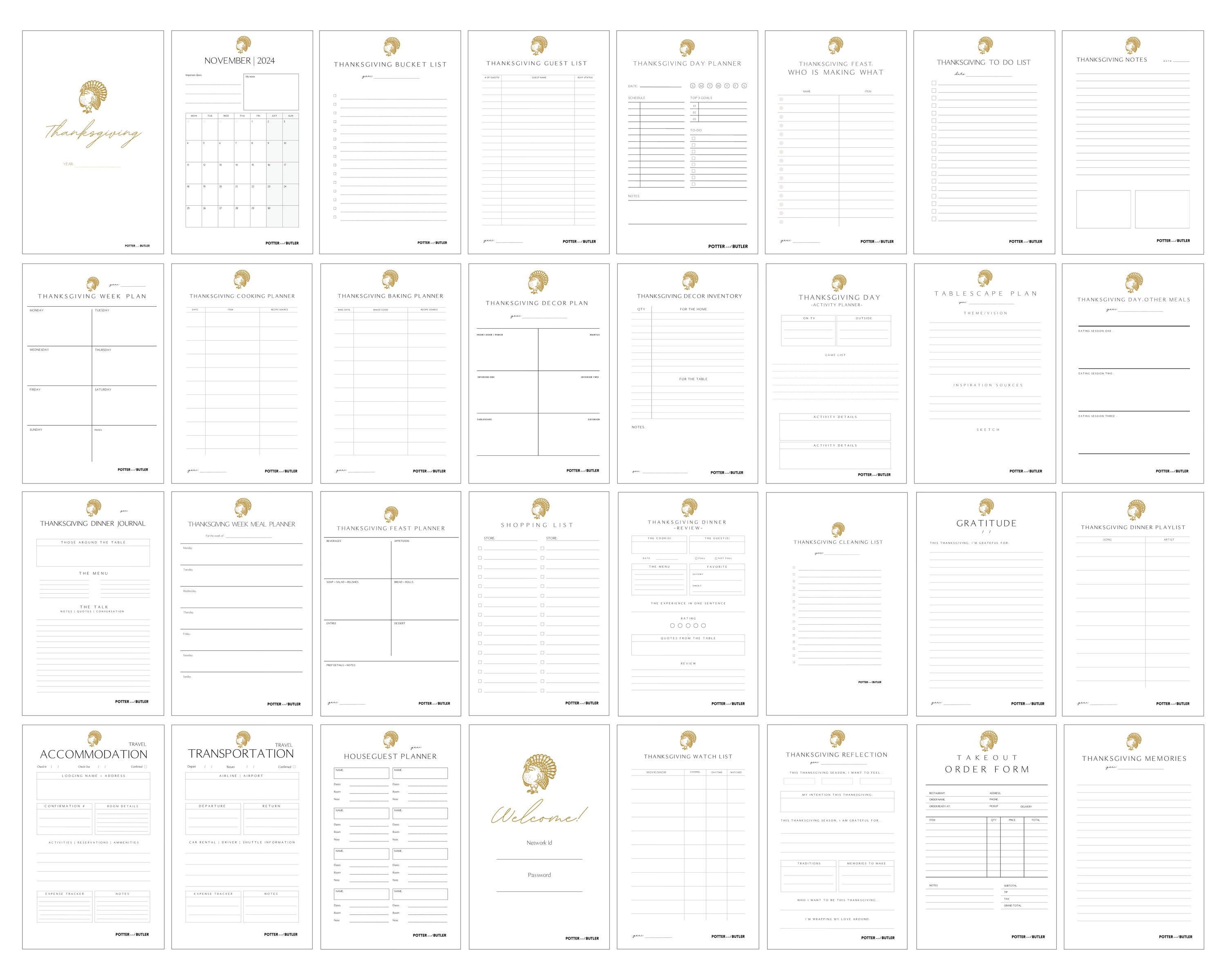 PRINTABLE Thanksgiving Journal Planner by Potter + Butler - Etsy