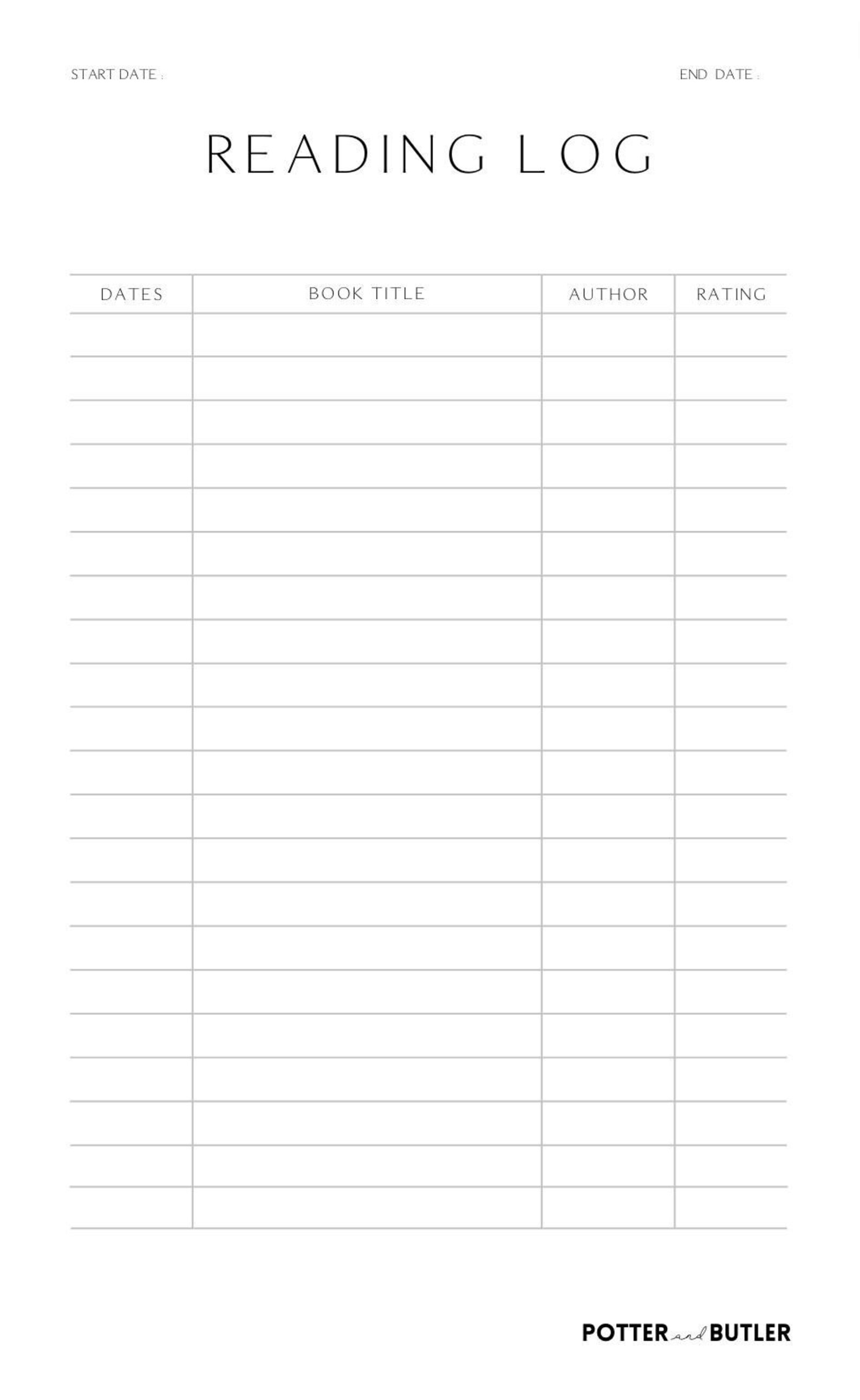 Reading Log by Potter + Butler - Etsy