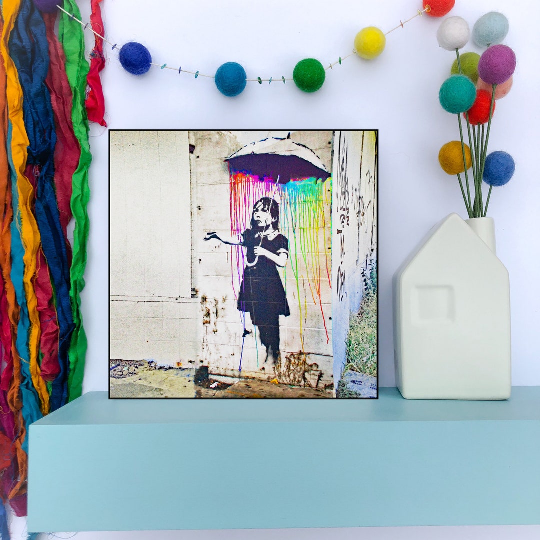 Banksy Umbrella Girl Print – New Orleans Graffiti Art, Colorful Rain - Etsy