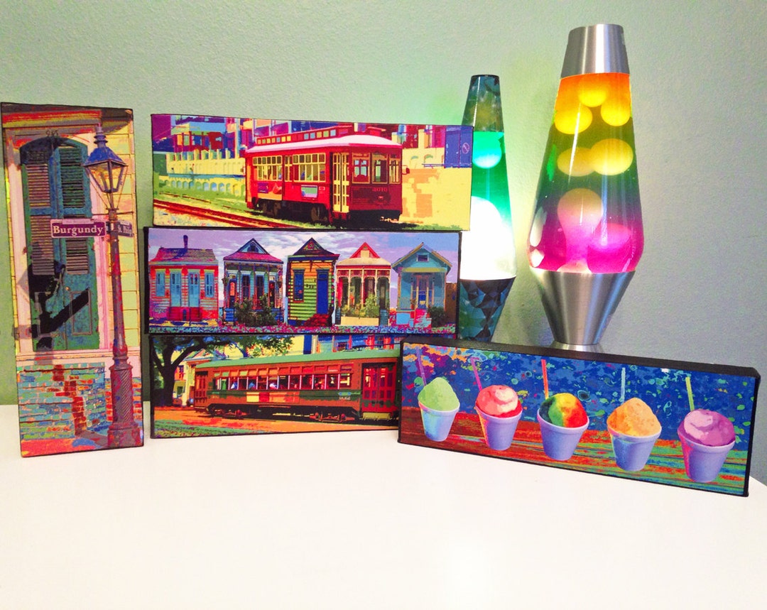 NOLA Colors 4x12 Canvas Streetcar, Snoballs, Lamppost, Shotgun Houses ...
