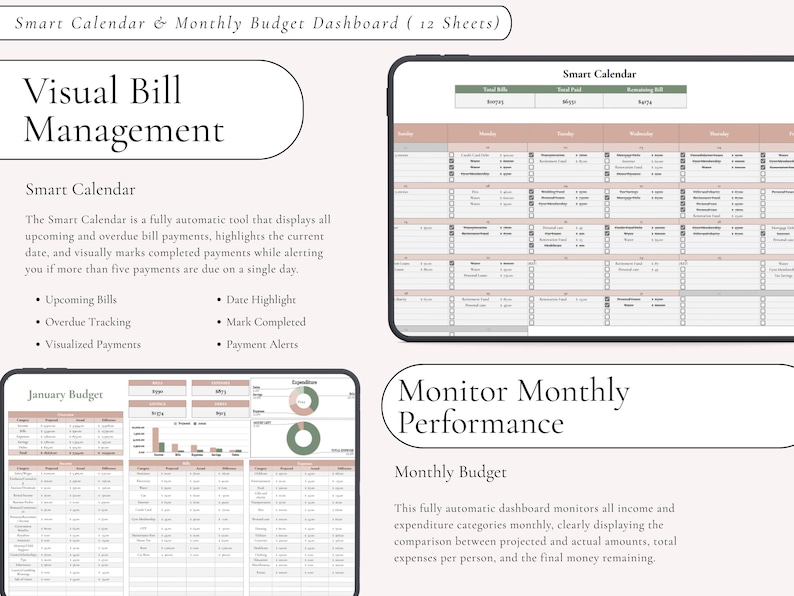 Budget Planner Excel Google Sheets Budget Spreadsheet Monthly Paycheck ...