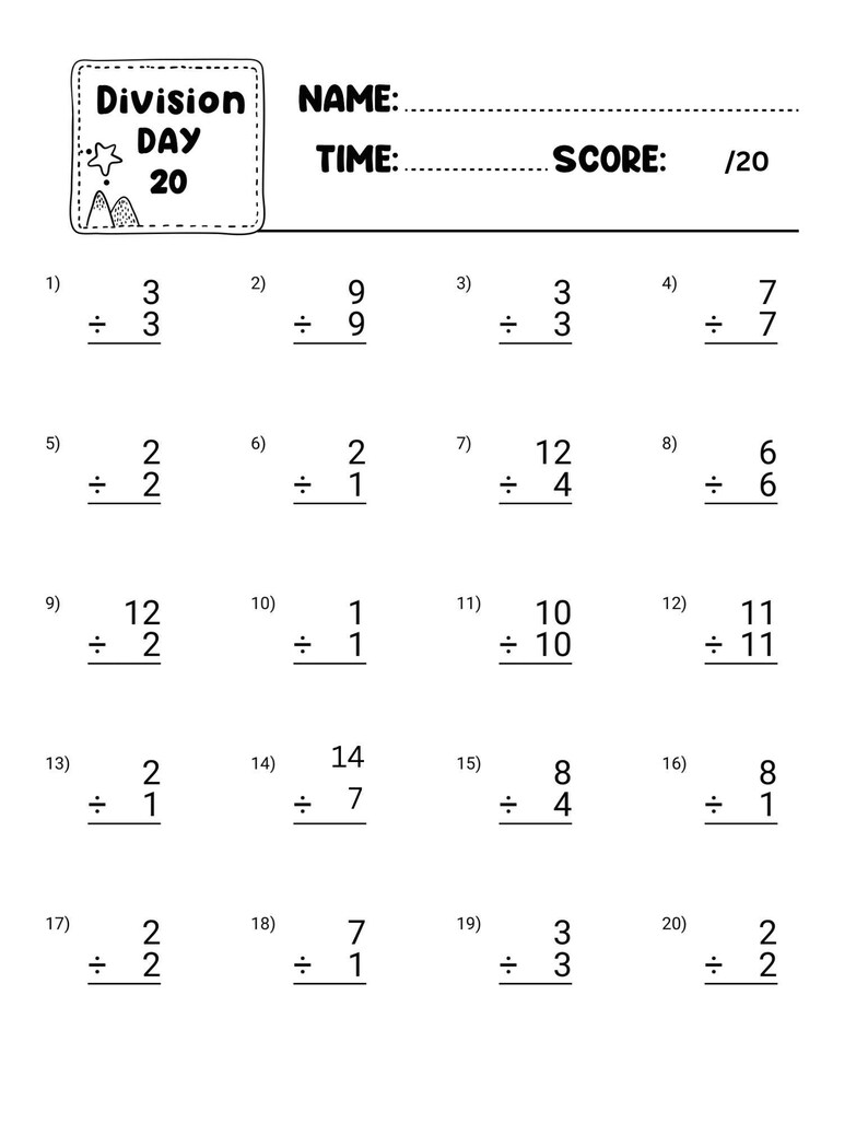 Division Worksheet Pdf Printable Math Practice Worksheets Third Grade ...