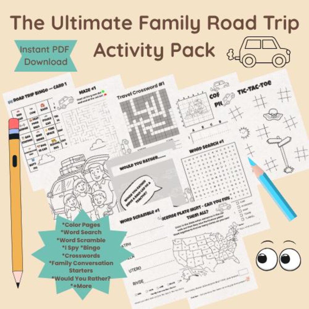 The Ultimate Family Road Trip Activity Pack - Screen-free Fun for Kids ...