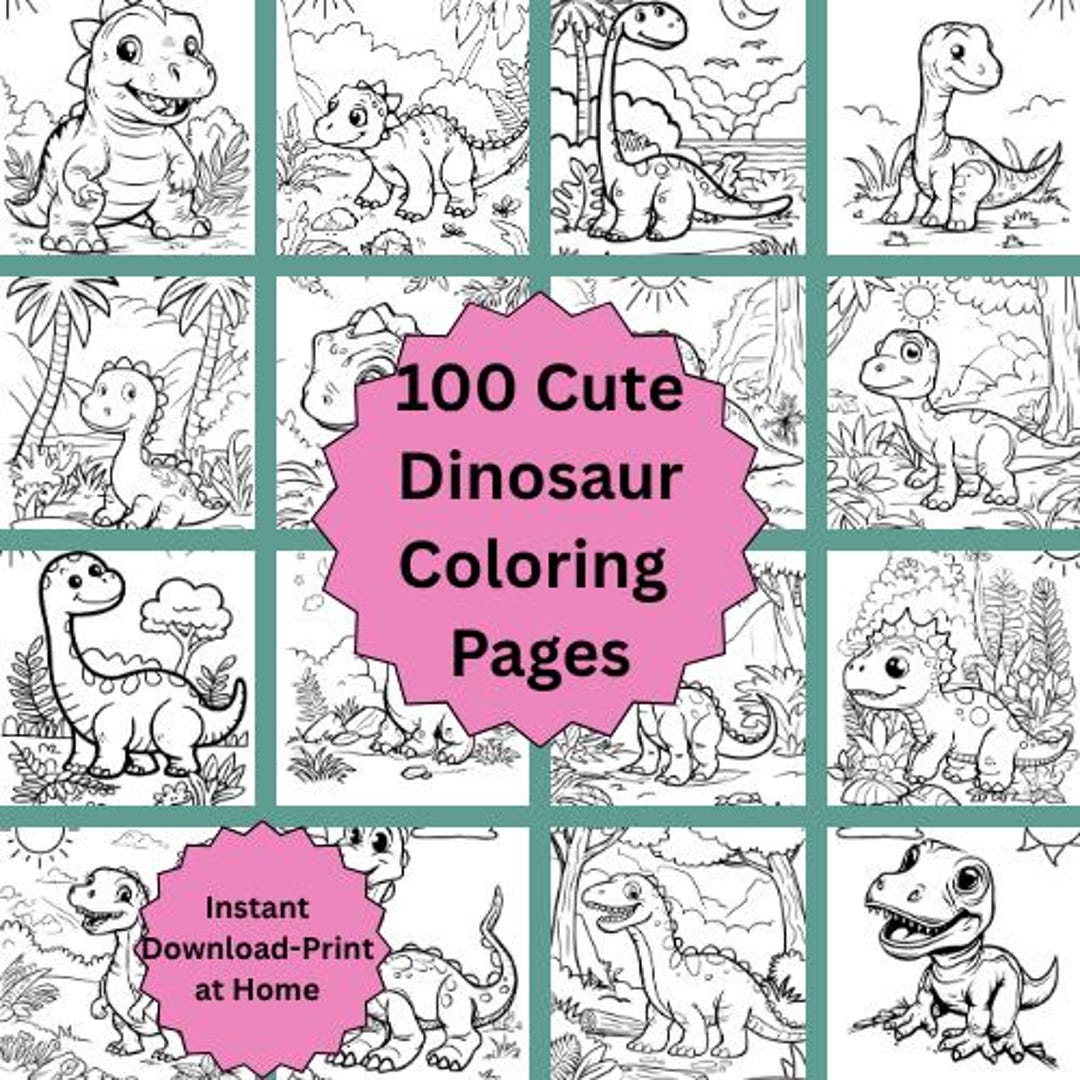 Jurassic Joy: Instant Download of 100 Dino Coloring Pages for Kids - Etsy