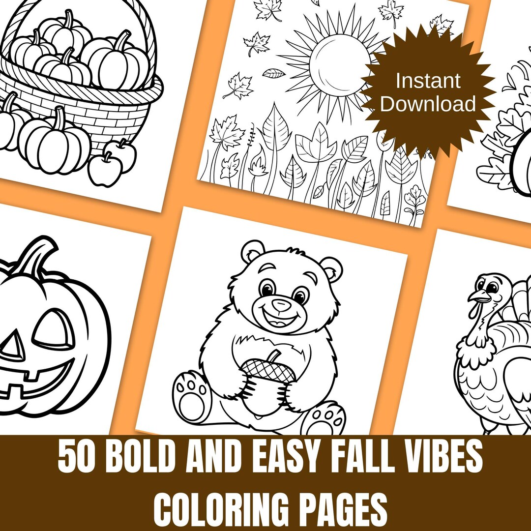 Printable Fall Activity Book Download Digital Art Autumn Coloring Page ...