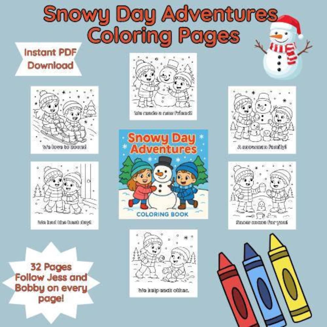 Winter Coloring Book Printable Activity Page Download Instant Access ...