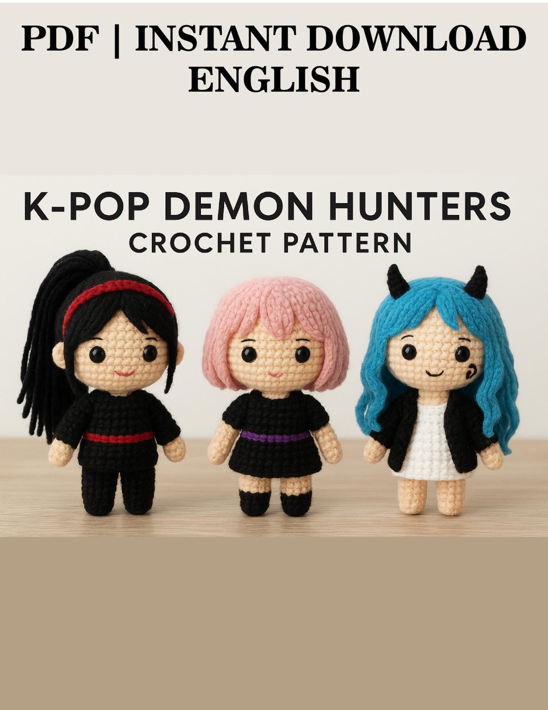 K-pop Demon Hunters Crochet Pattern | Amigurumi Doll PDF Tutorial (rumi ...
