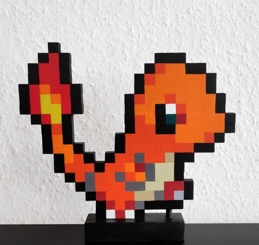 Charmander Pokemon Pixel Art Standing Figure - Etsy