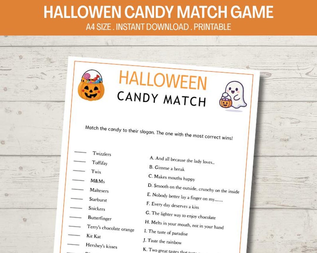 Halloween Candy Match Game, Printable Halloween Party Games for Kids ...