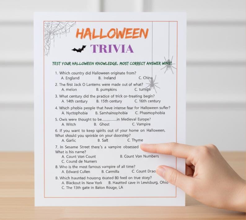 Halloween Trivia Game Digital Printable PDF | Fun Family, Classroom ...