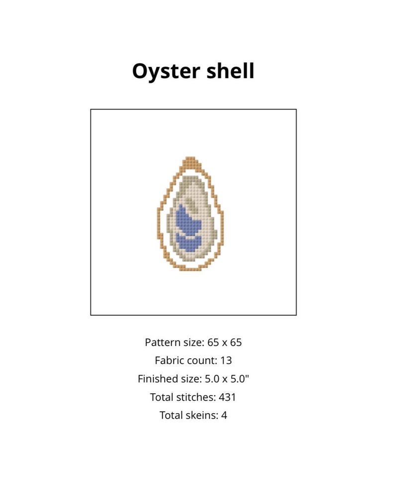 Oyster Needlepoint Chart - Coastal: PDF Digital Pattern Download - Etsy