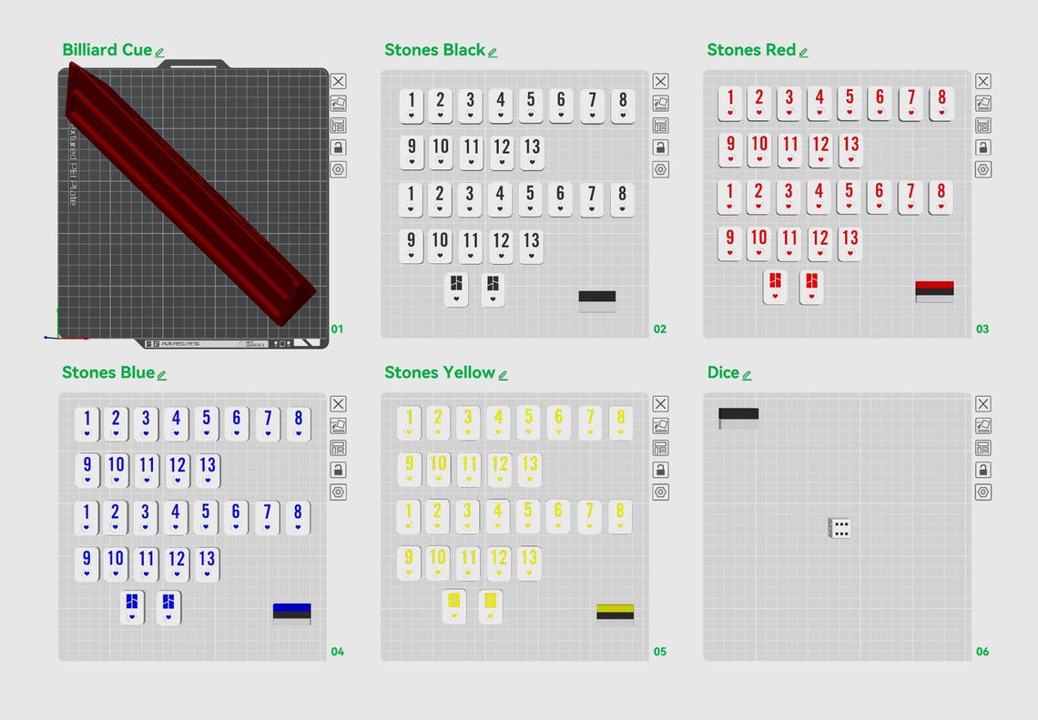 3D Printable Okey / Rummikub Game Set – Full Tiles, Racks & Dice – STL ...