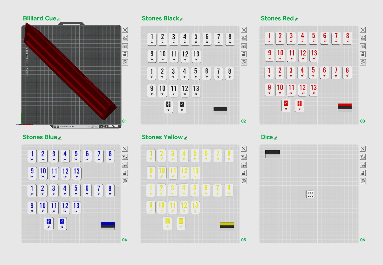3D Printable Okey / Rummikub Game Set – Full Tiles, Racks & Dice – STL ...