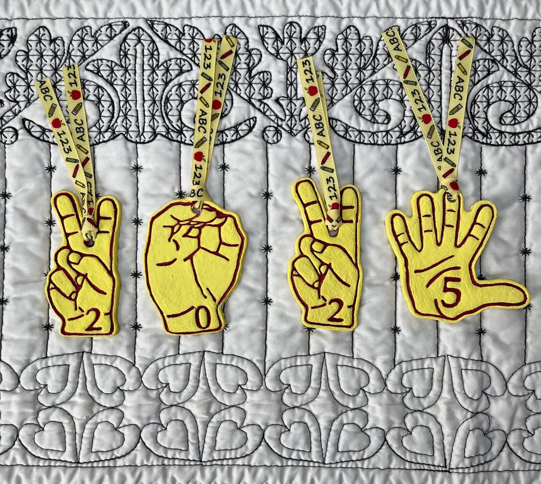 Handmade ASL Teacher Ornament 2025 – Salt Dough Sign Language Decor - Etsy