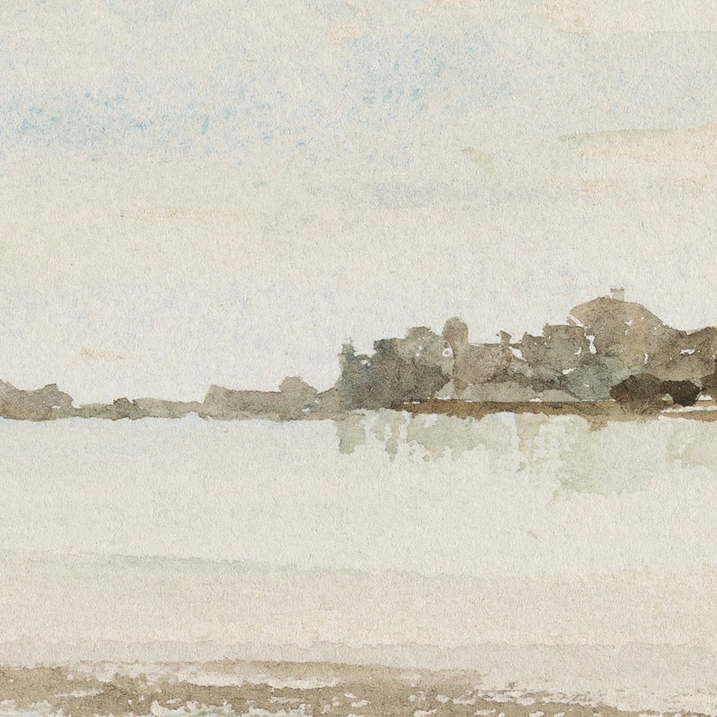 Watercolor Painting, Hazy Beach Print, Muted Abstract Art, Neutral Wall ...