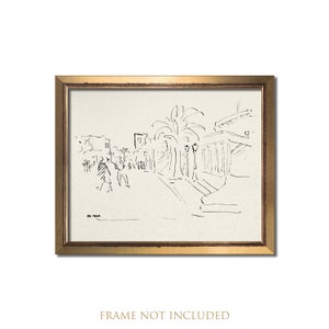 French Riviera Line Drawing Print | Vintage Minimalist Wall Art ...