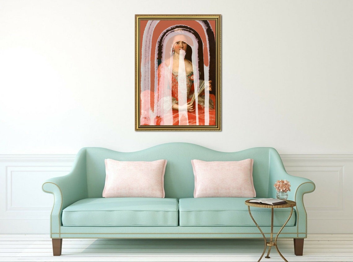 Altered Portrait Vintage Oil Painting Eclectic Wall Art - Etsy