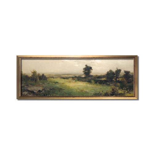 Long Landscape Painting Wildflower Field Print Vintage - Etsy