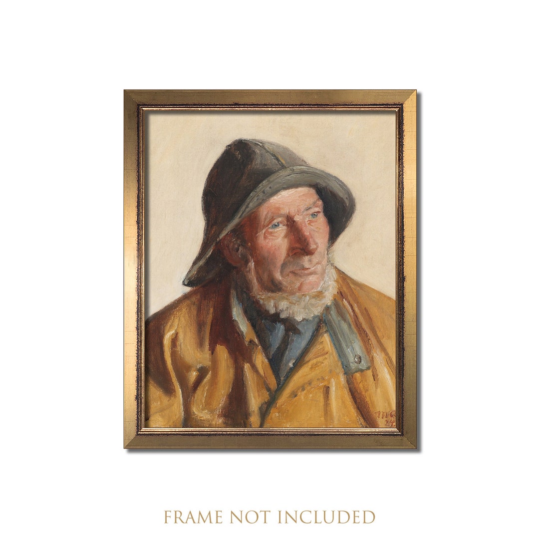 Fisherman Portrait Print, Fishing Art, Nautical Painting, Coastal Wall ...