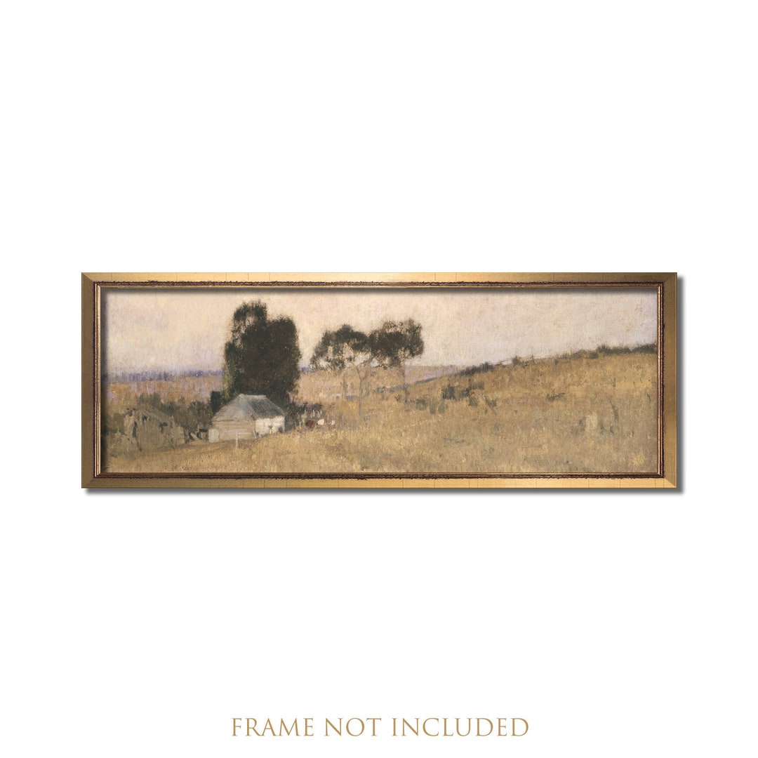 Long Landscape Painting, Panoramic Wall Art, Vintage Landscape Canvas ...