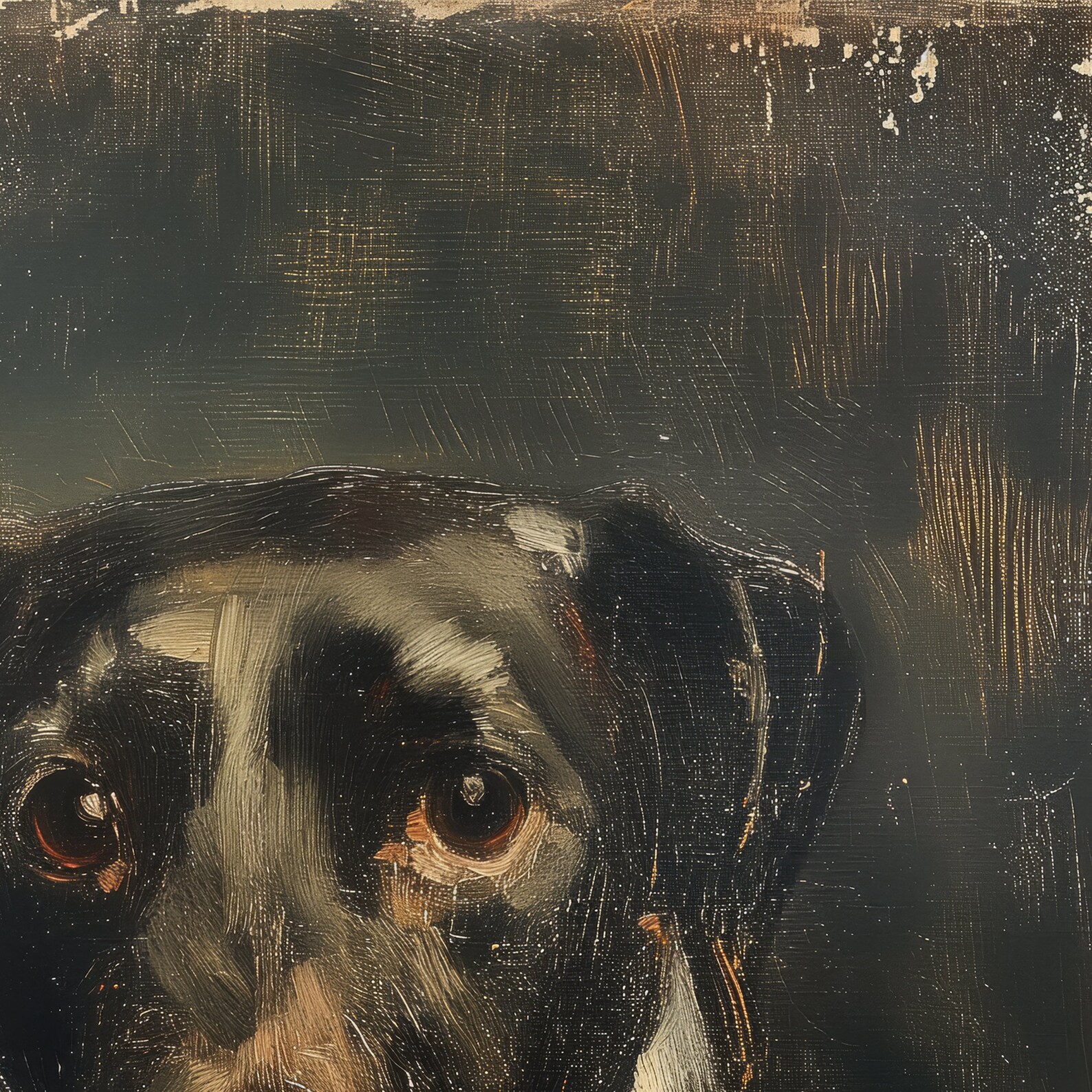 Dog Portrait, Dog Wall Art, Muted Moody Dog Print, Vintage Puppy Oil ...