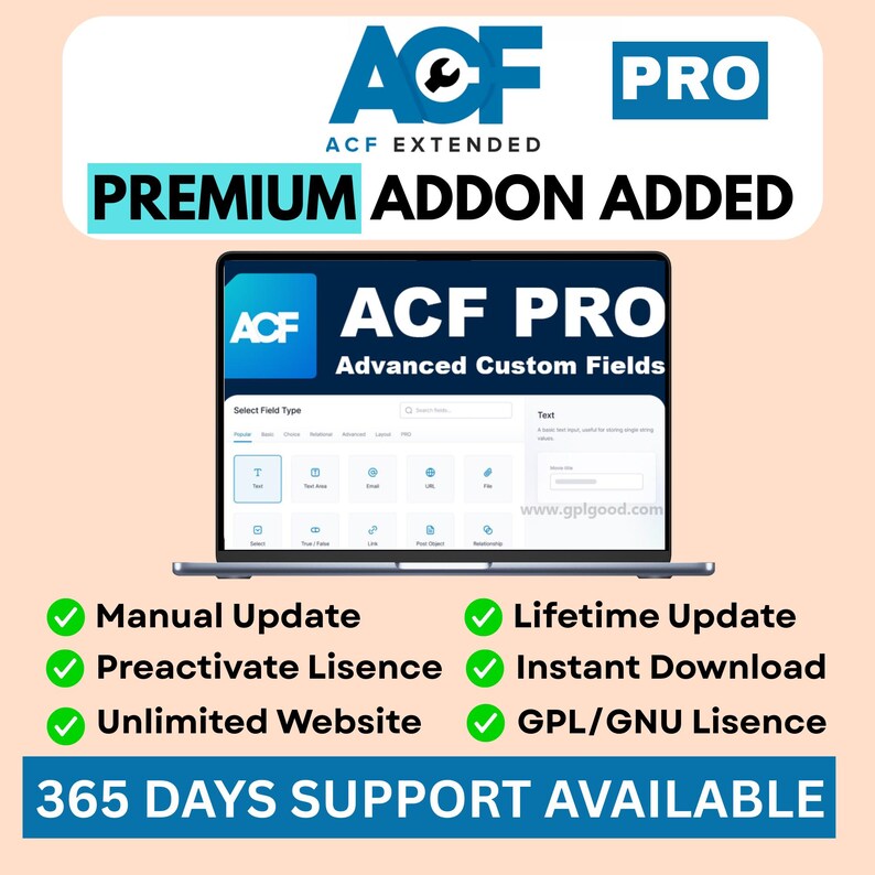 ACF Pro & ACF Extended | Wordpress Plugin (GPL) - Etsy