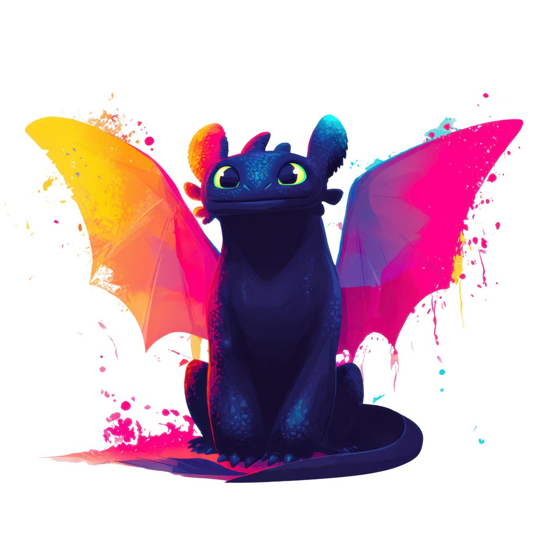 Neon Wings Dragon PNG Clipart: Fantasy Art for Mugs, Shirts (digital ...