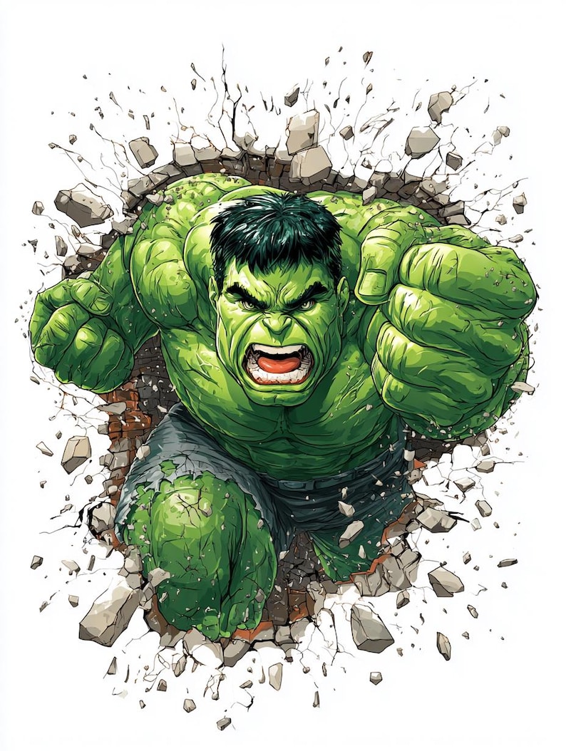 Incredible Hulk Smash PNG – Green Superhero Crashing Through Wall ...