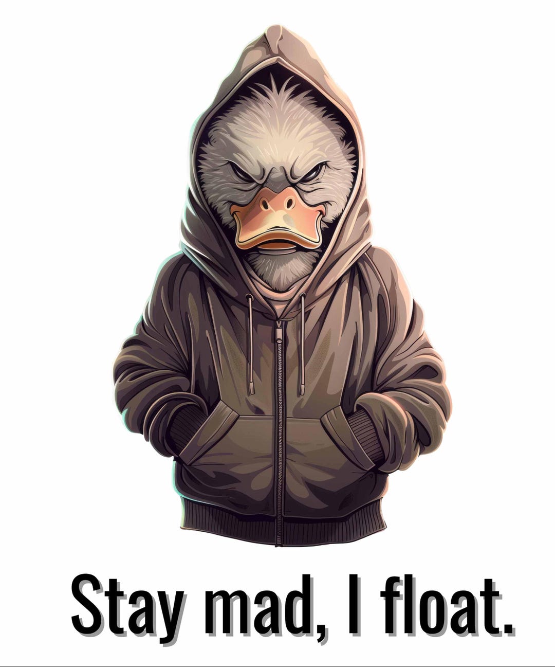 Stay Mad I Float PNG – Grumpy Hoodie Duck – Sarcastic Cartoon Shirt ...