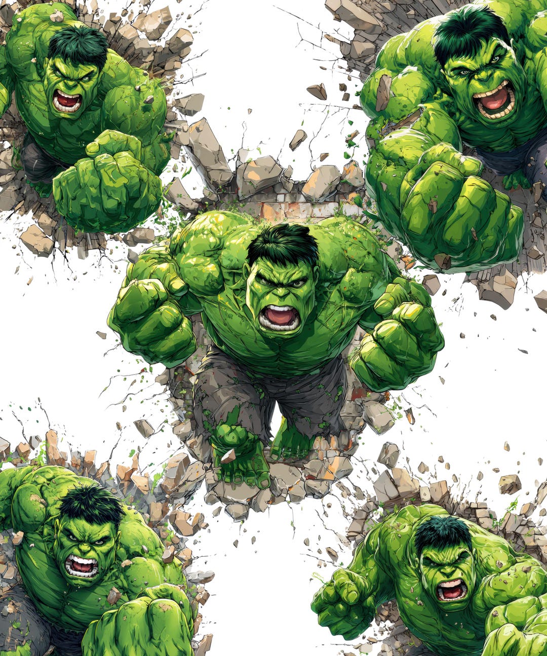 Incredible Hulk Smash PNG Angry Green Hero Smashing Wall – 5 PNG Bundle ...