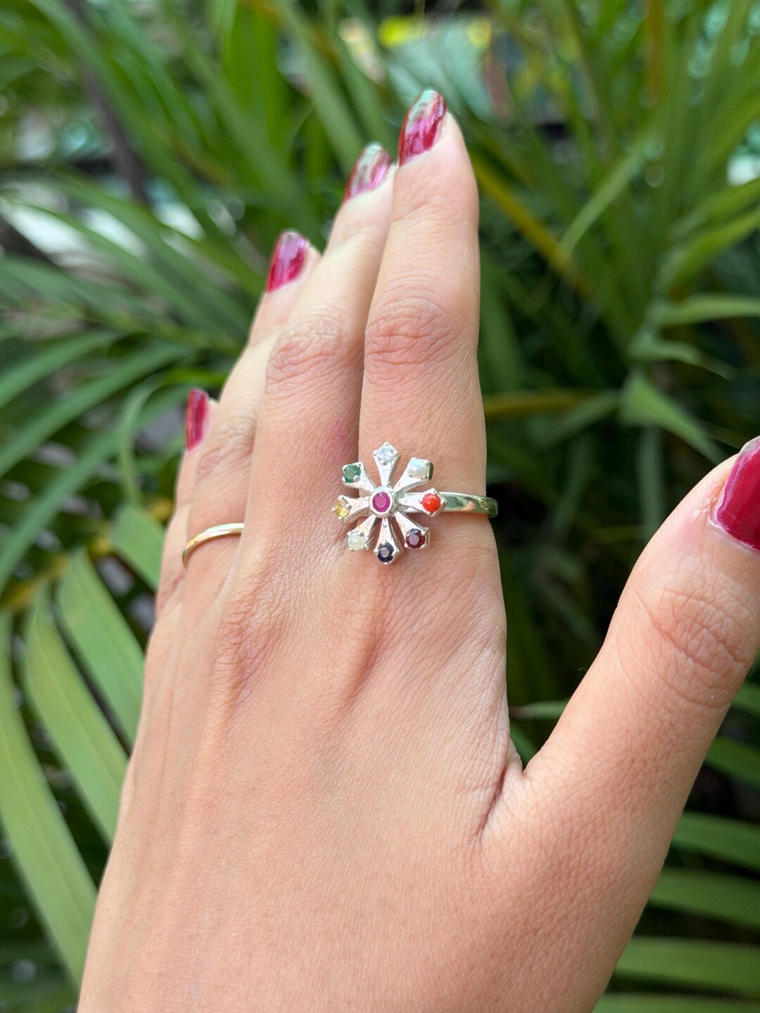 925 Sterling Silver Navratan Ring: Vedic Astrology Gemstone Jewelry ...