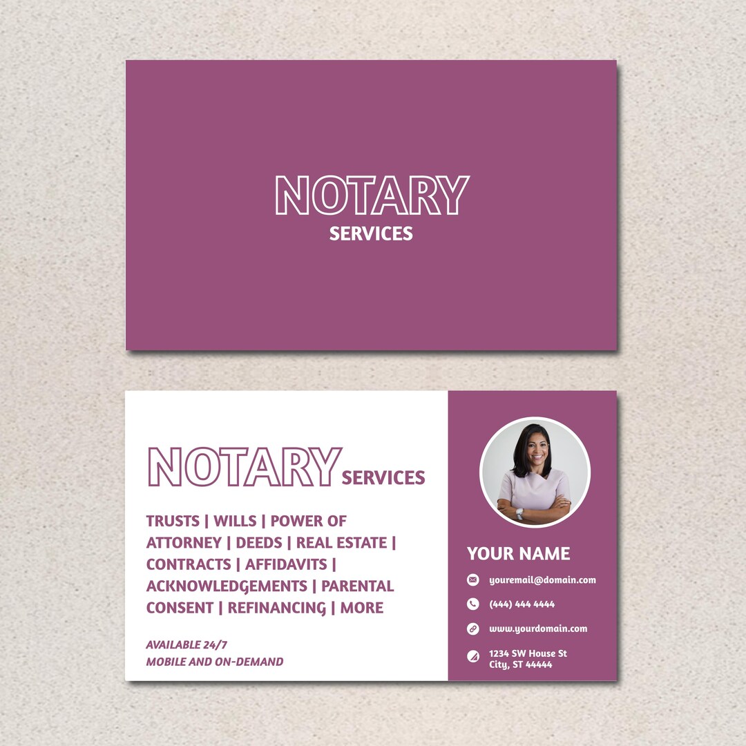 Notary Business Card Template - Etsy