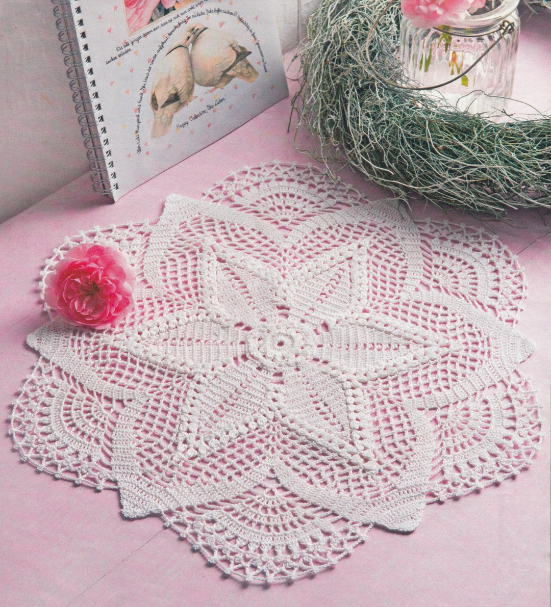 Floral Filet Crochet Pattern Vintage Lace Tablecloth Runner PDF Doily ...