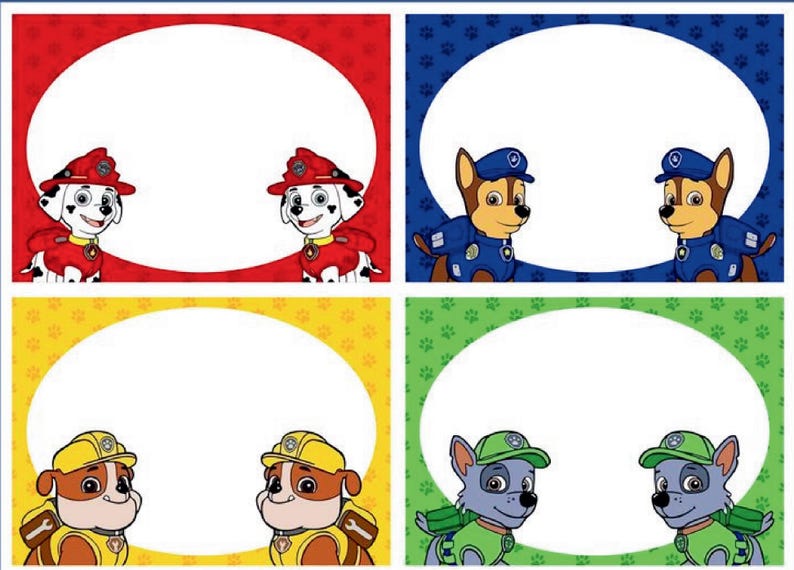 Paw Patrol Name Tag - Etsy