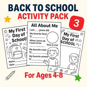 Back to School Activity Pack Printable – 3 Fun PDF Pages for Kids Ages ...