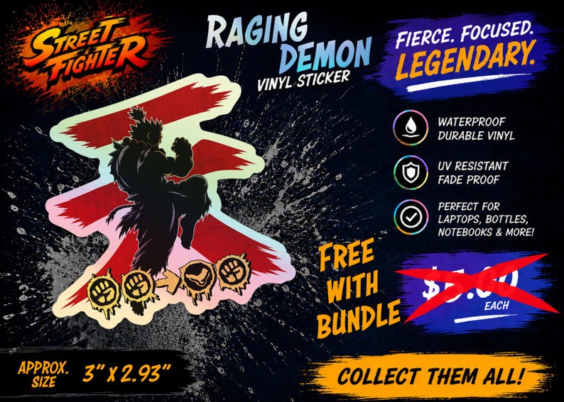 Street Fighter Sticker Set | Chun Li, Blanka, Zangief & M. Bison ...