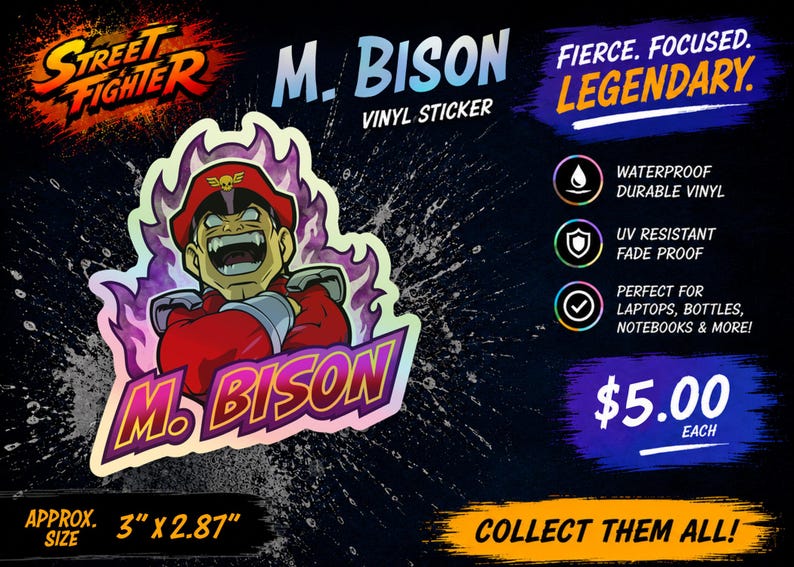 Street Fighter Sticker Set | Chun Li, Blanka, Zangief & M. Bison ...