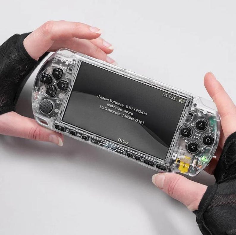 PSP 3000 Portable Obsidian Clear Edition – Custom Modded Console Bundle ...